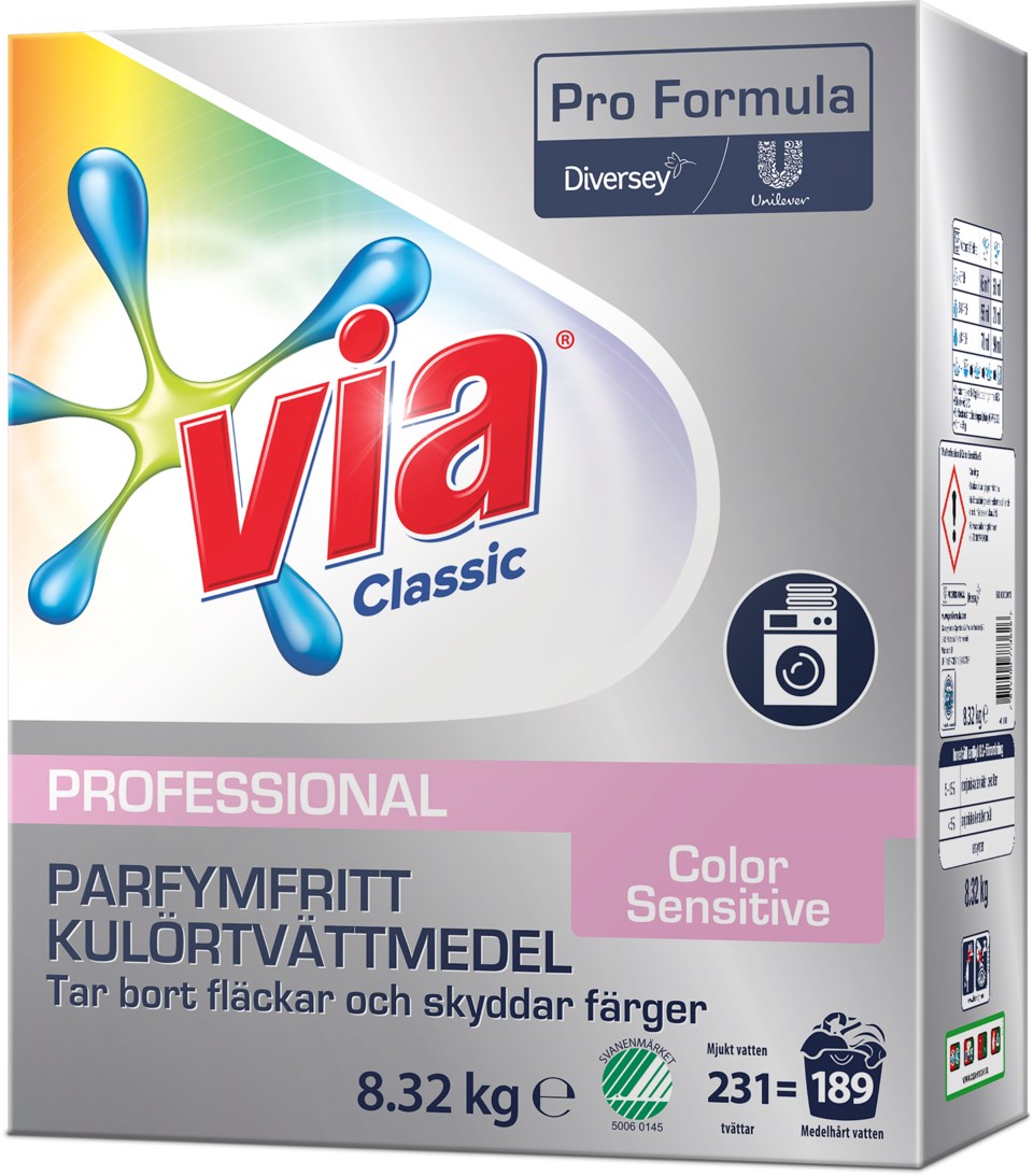 Tvättmedel Via Color Sensitive 8,32kg | Kontorab.se